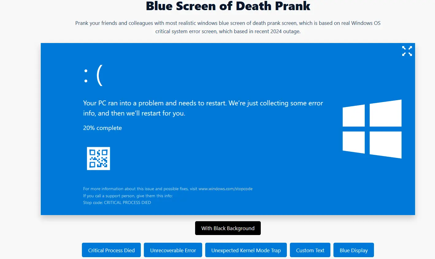 Niebieski Ekran Śmierci Prank - Windows Fałszywy Ekran